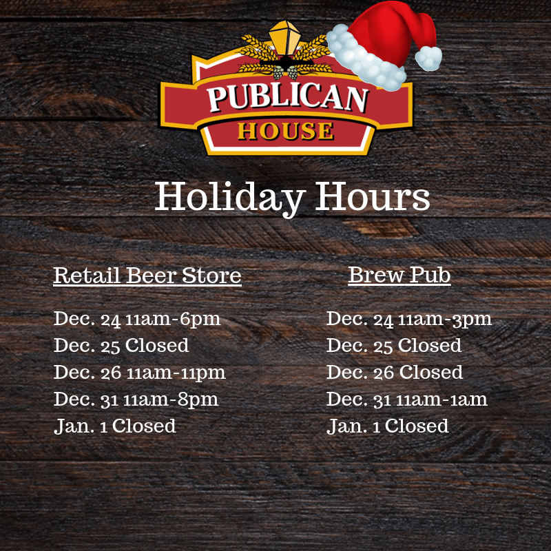 Copy of Holiday Hours - Publican House Brewery