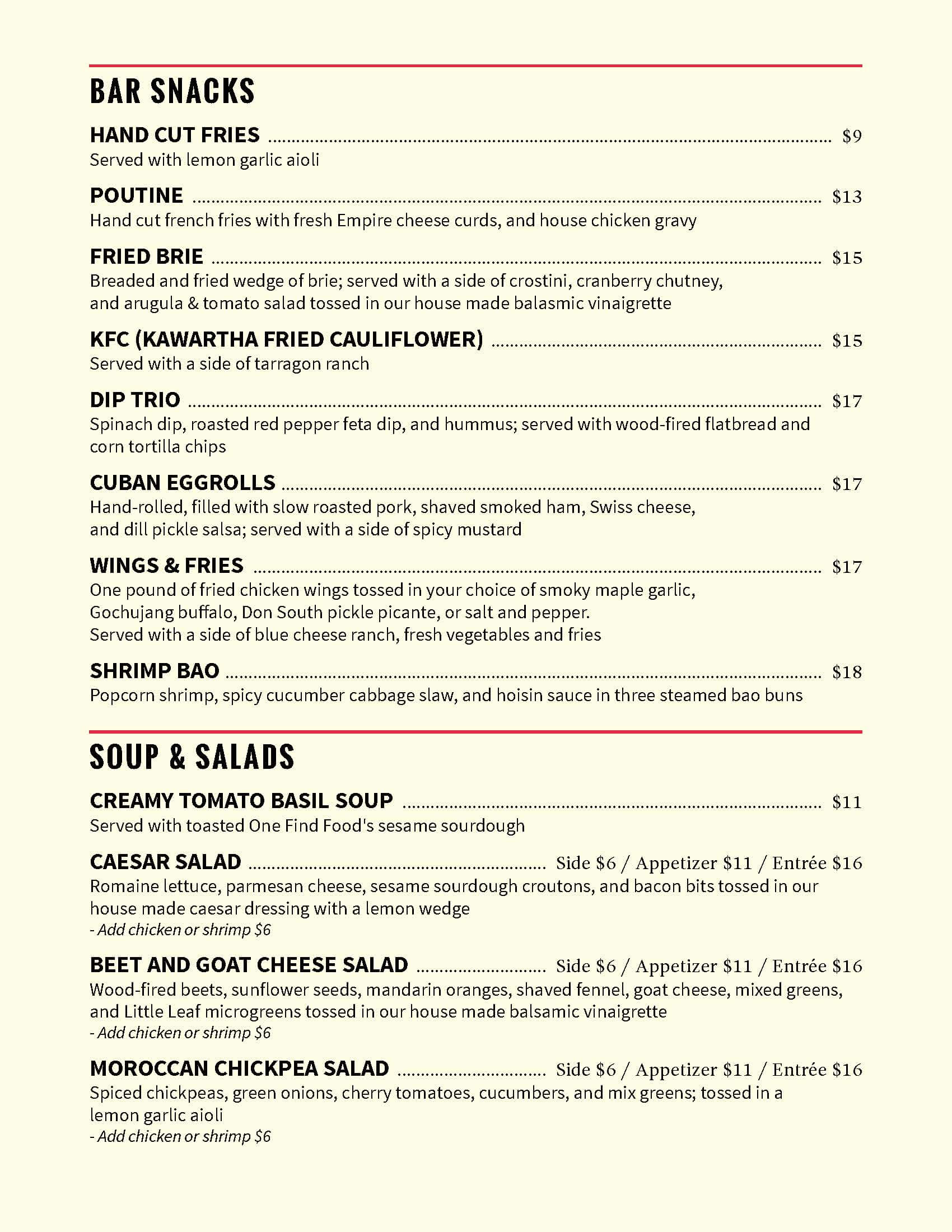 PH Food Menu Bar Snacks &_ Salads P1 26_01_23 - Publican House Brewery